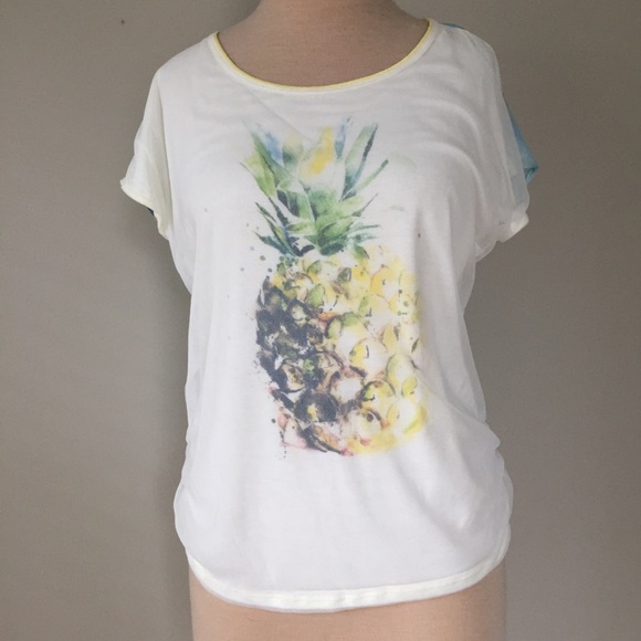 Vanilla Sugar | Tops | Vanilla Sugar Pineapple Mesh Overlay Tshirt ...